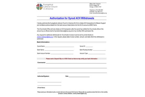 Authorization for ACH/Electronic Withdrawal - ELCA Resources