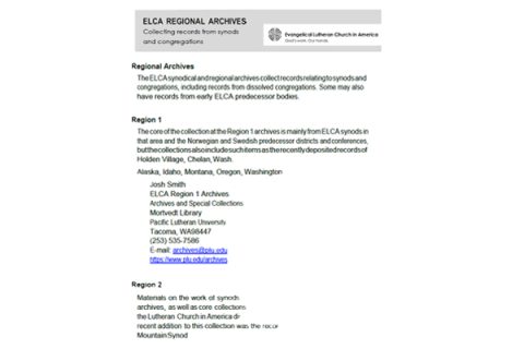 ELCA Regional Archives - ELCA Resources