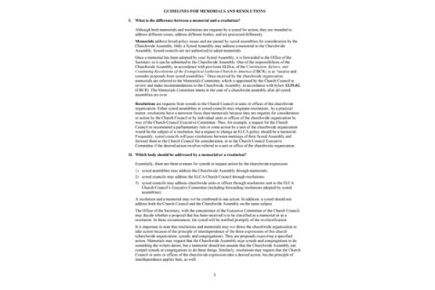 Guidelines for Memorials and Resolutions - ELCA Resources