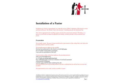 Installation of a Pastor (pdf) - ELCA Resources