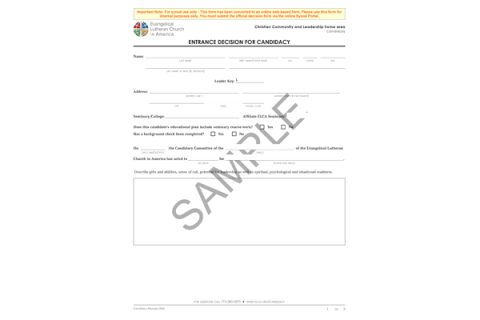 Sample Entrance Decision - ELCA Resources
