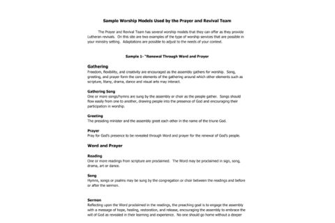Sample Worship Model 1 - ELCA Resources