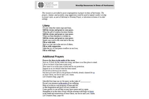 Worship Resource: Hurricane (DOC) - ELCA Resources
